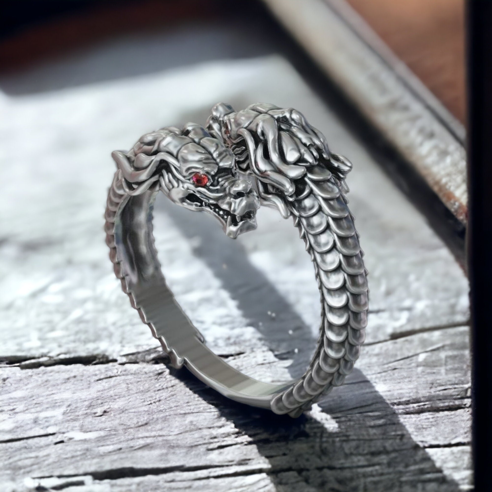 925 Silver Adjustable Chinese Dragon Ring Unique Unisex - Etsy