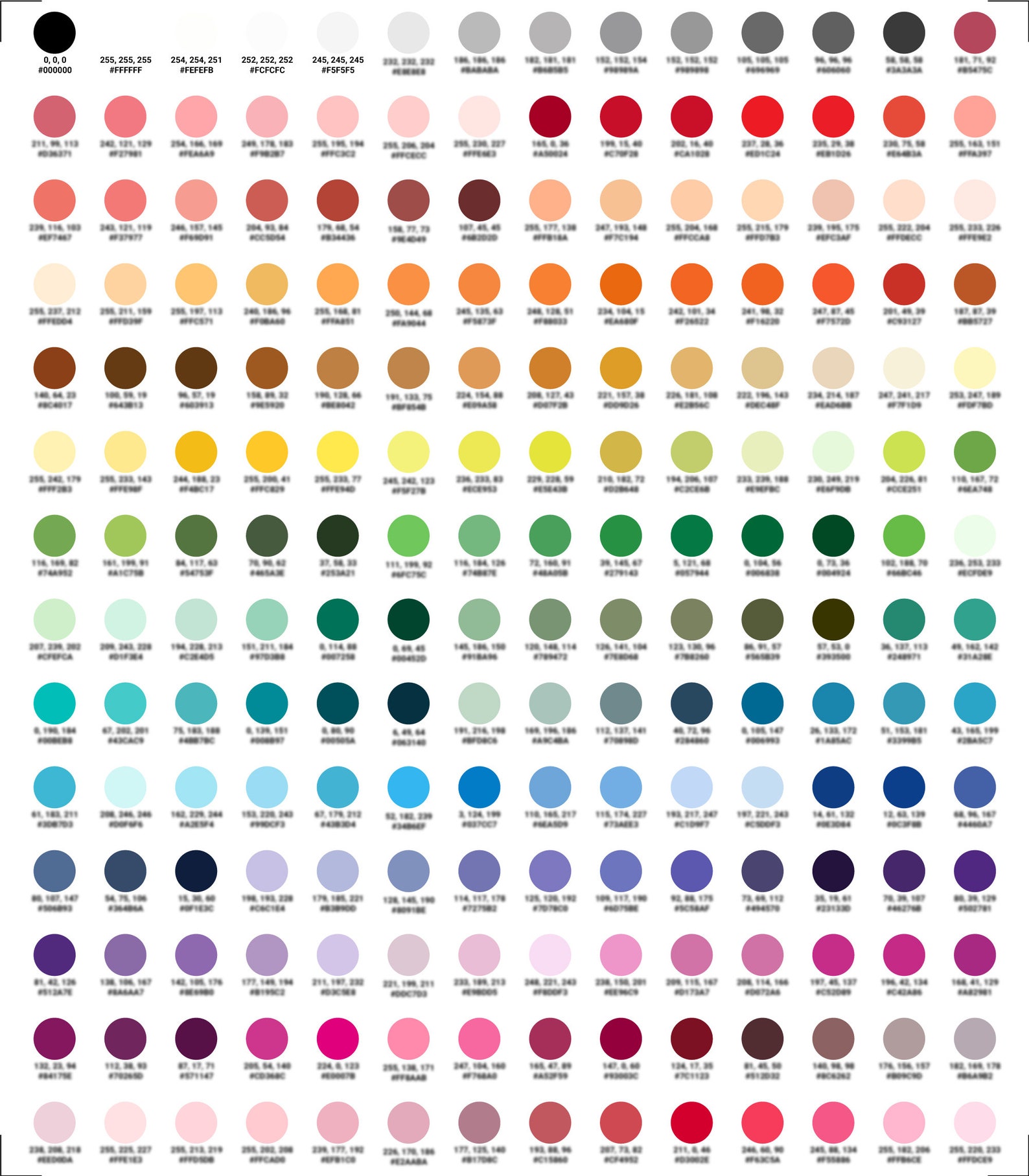 PDF Digital Print of Color Test Chart - DTG Color Swatch Test Prints ...