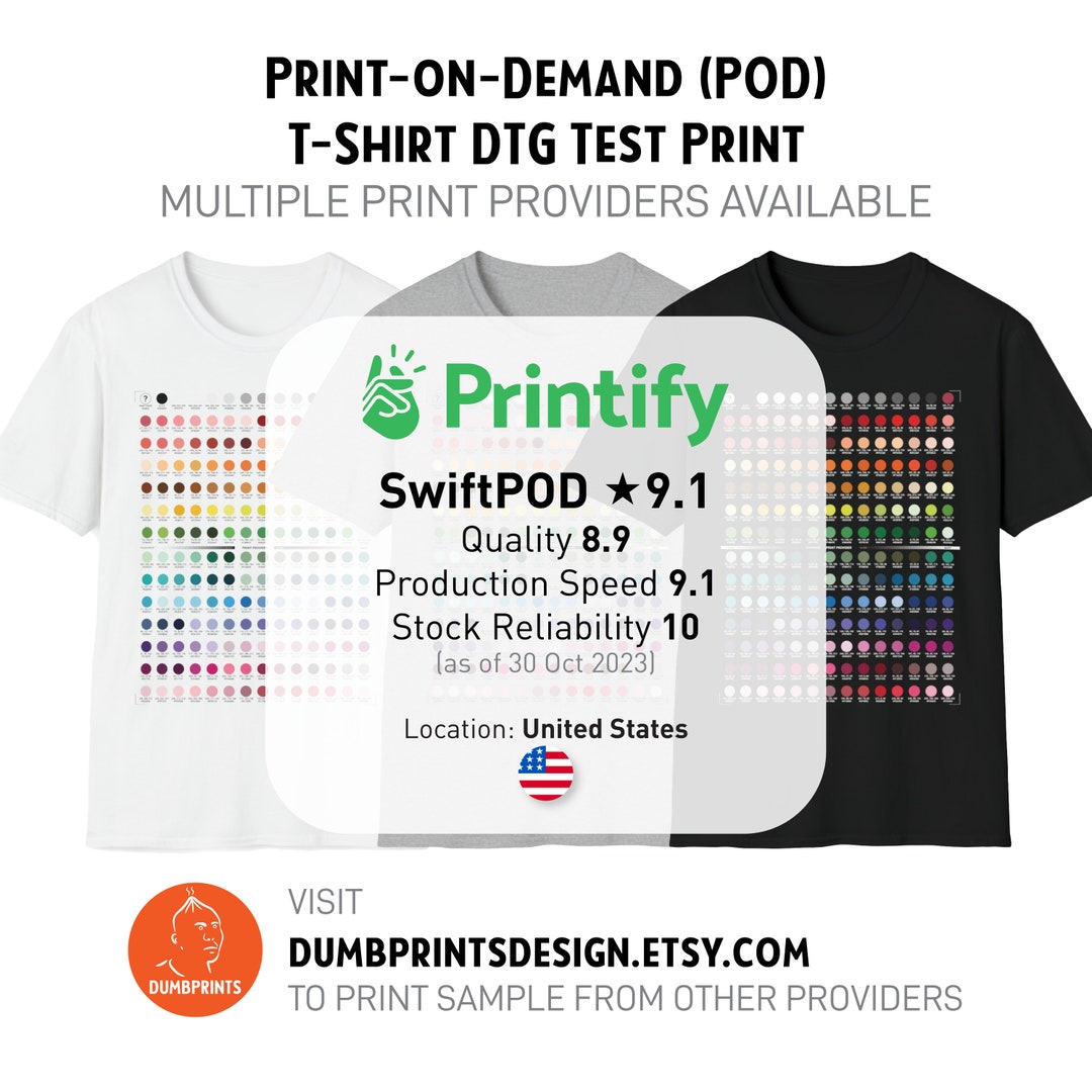 Color Test Chart T-shirt printify Swiftpod DTG Color - Etsy