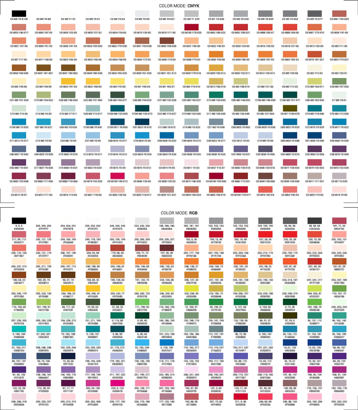 PDF Digital Print of Color Test Chart (CMYK & Rgb) - DTG Color Swatch ...