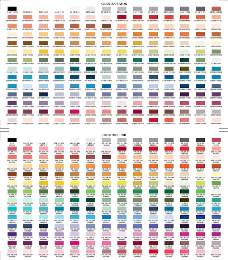 PDF Digital Print of Color Test Chart (CMYK & Rgb) - DTG Color Swatch ...