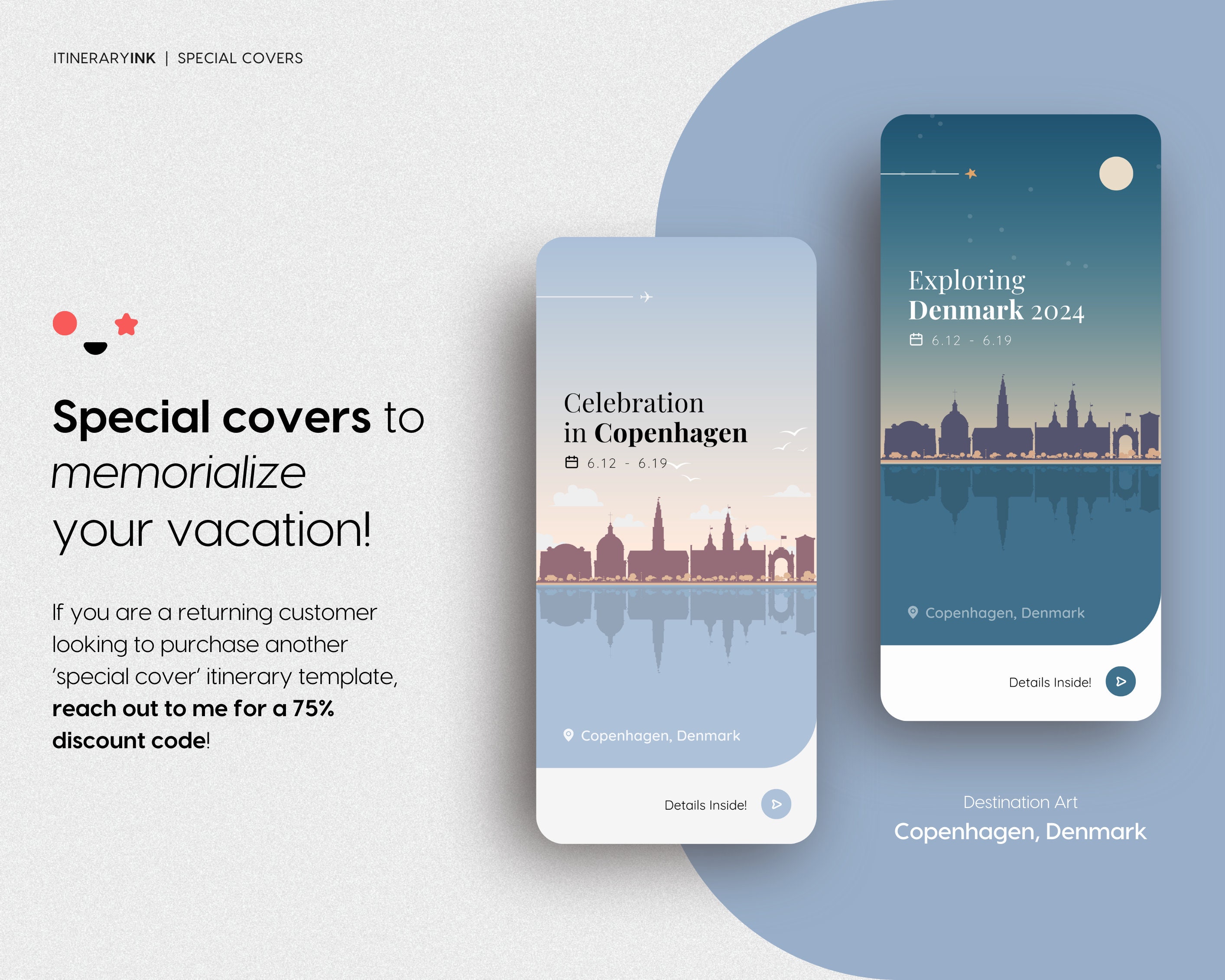 Canva Mobile Itinerary DIY Template (copenhagen, Denmark Cover ...