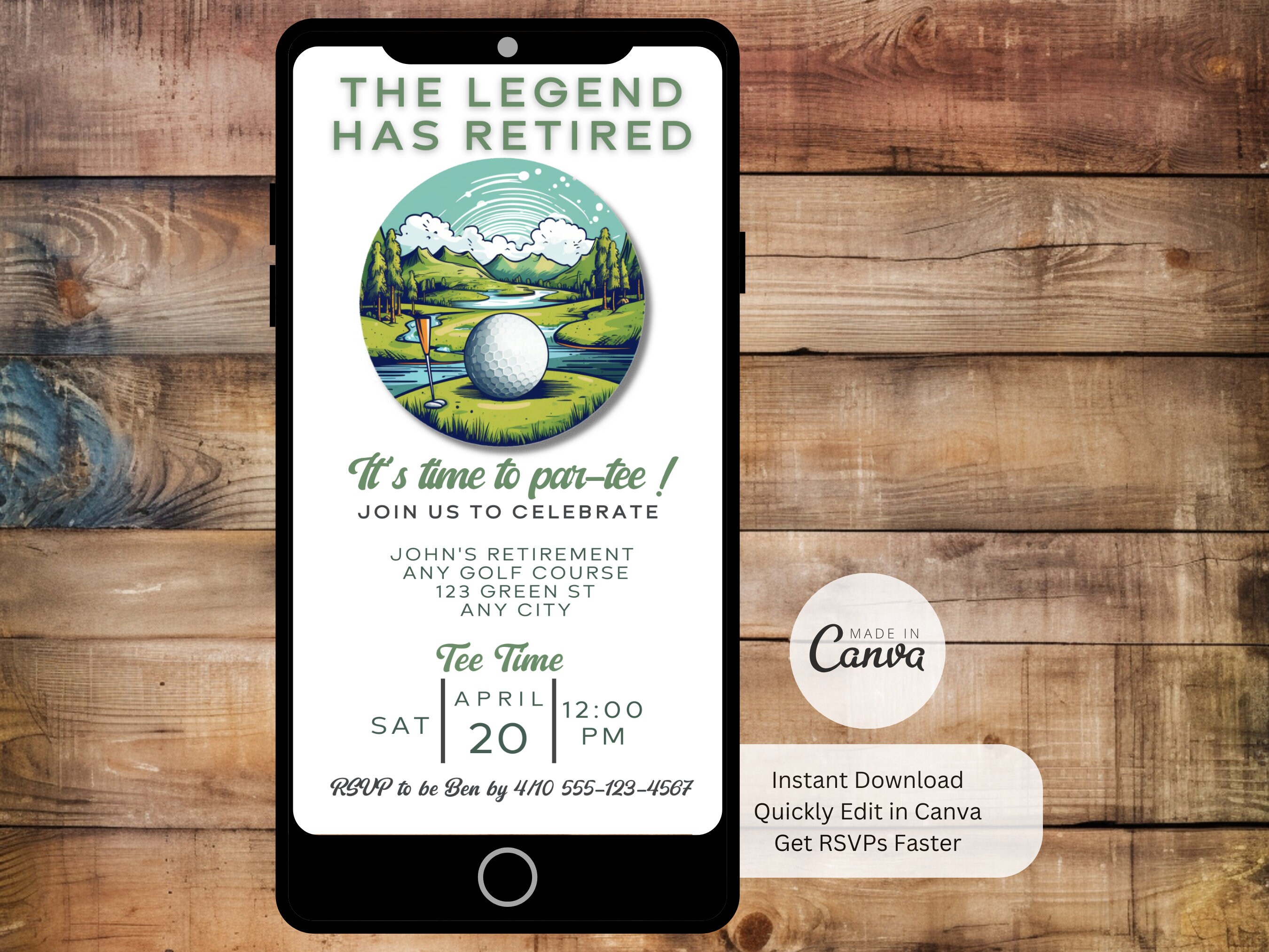 Golf Retirement Invitation Tee Time Retirement Invitation for Him ...