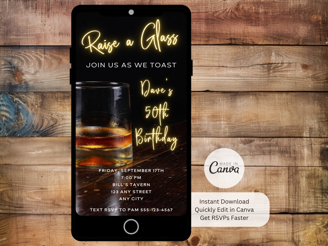 50th Birthday Invitation Whiskey Birthday Invitation for Him Bourbon ...