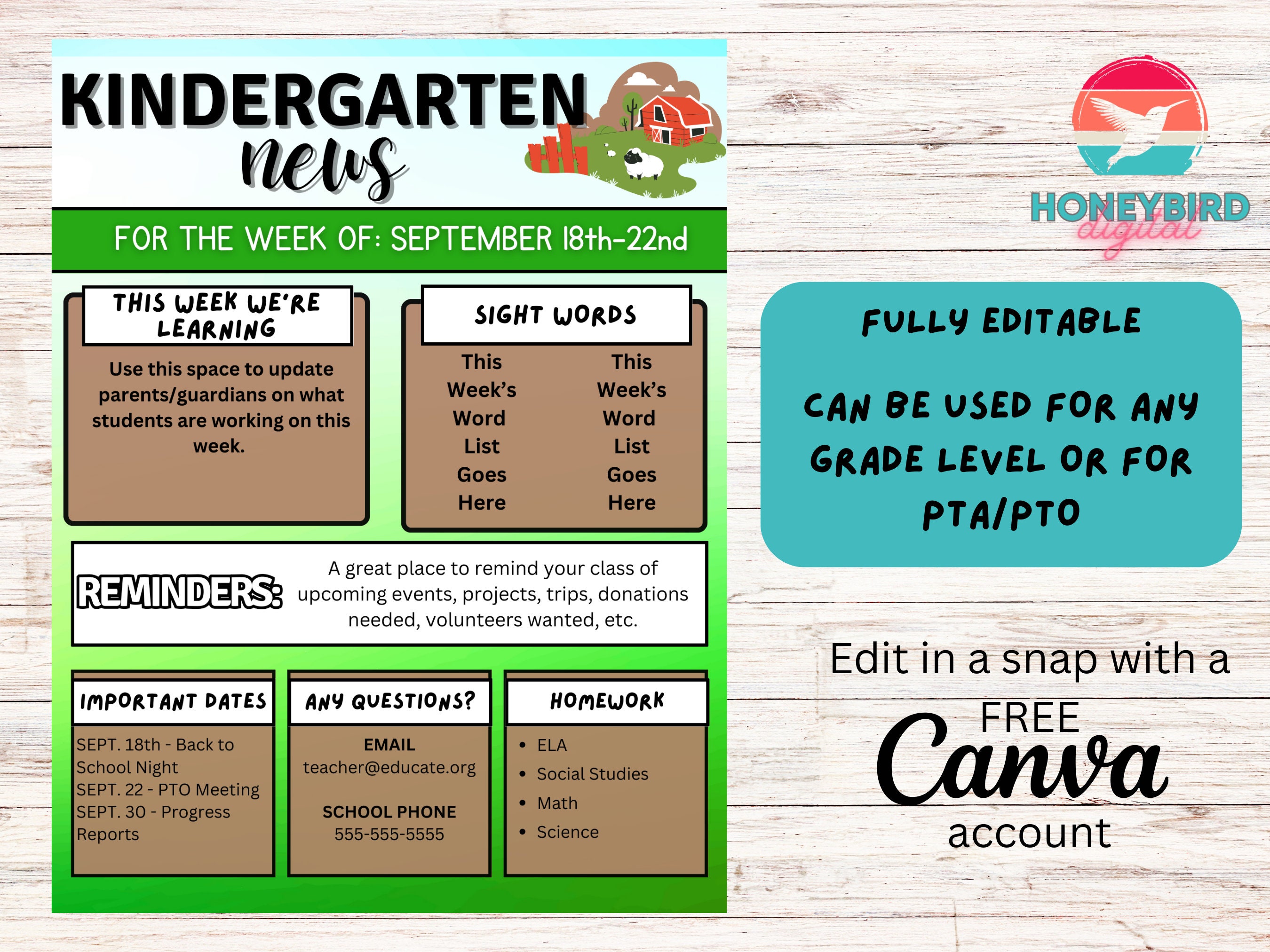 EDITABLE Classroom Newsletter Template - Barnyard Printable Newsletter ...