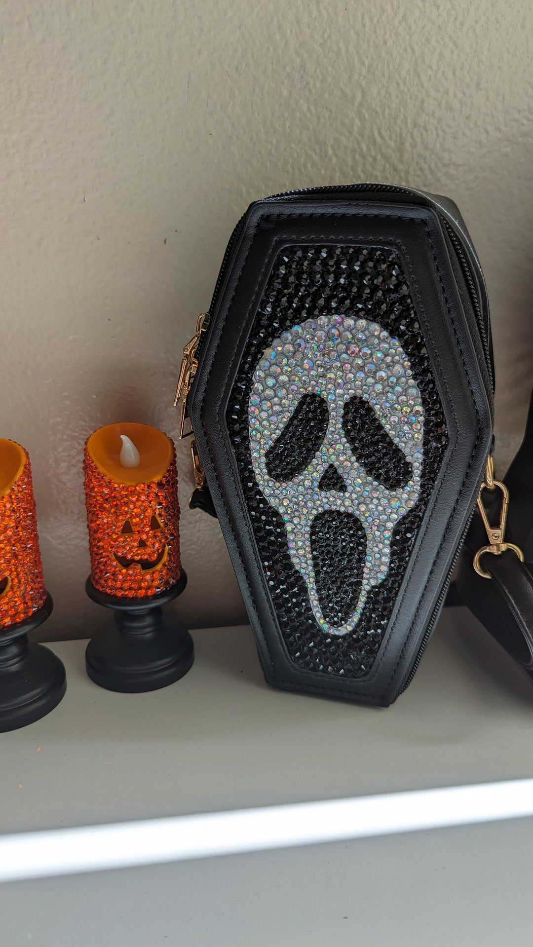 Ghost Purse Coffin Bag Bling, Coffin Shape Bag, Bling Bag, Crossbody ...