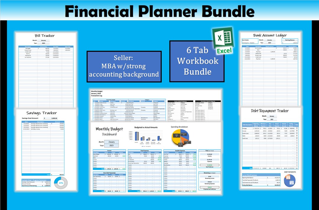 Financial Planner Bundle | Budgeting | Money Management | Excel Sheets ...
