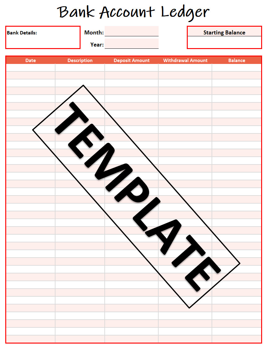 Bank Account Ledger Bank Reconciliation PDF Financial Planning Tool ...