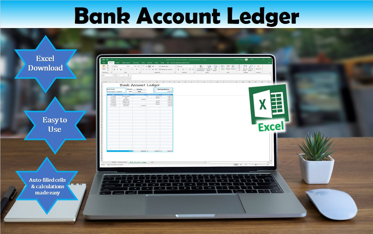 Bank Account Ledger Bank Reconciliation Excel Spreadsheet Financial ...