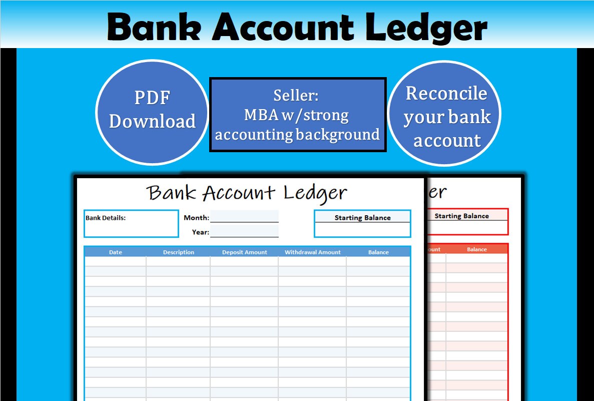 Bank Account Ledger Bank Reconciliation PDF Financial Planning Tool ...