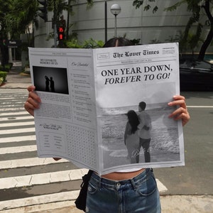 Couple Anniversary Newspaper Template, 1 Year Anniversary Gift for ...