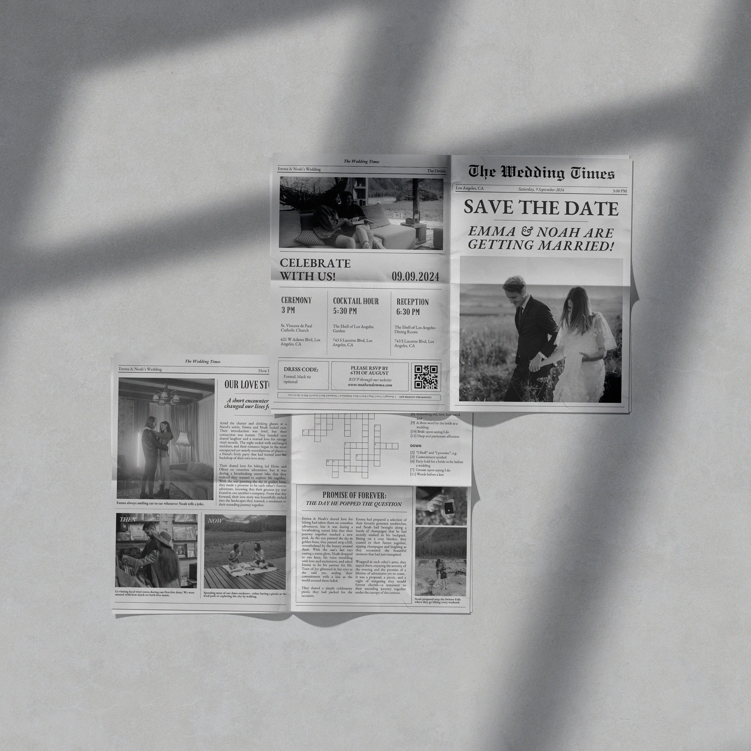 Save the Date Wedding Newspaper Folded Wedding Newspaper - Etsy