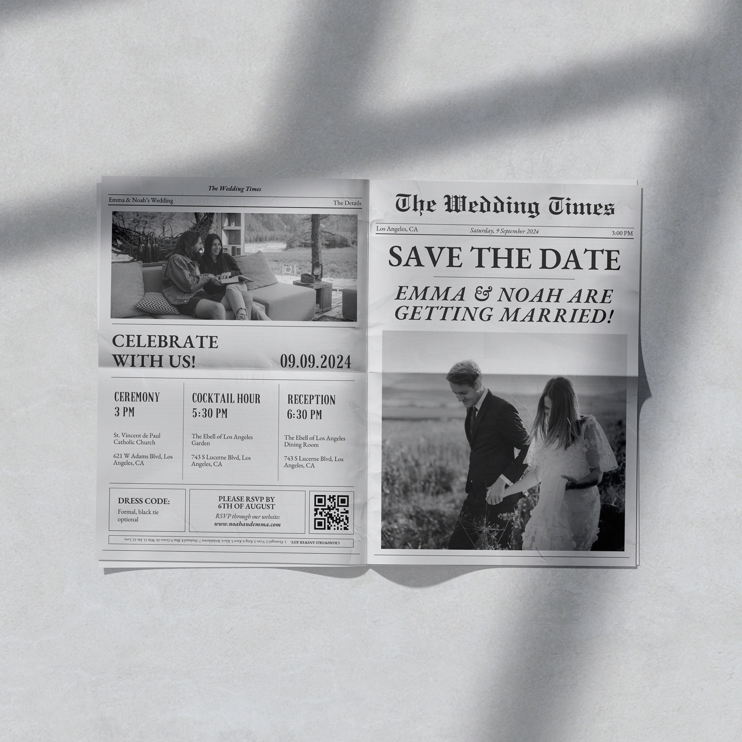 Save the Date Wedding Newspaper Folded Wedding Newspaper - Etsy