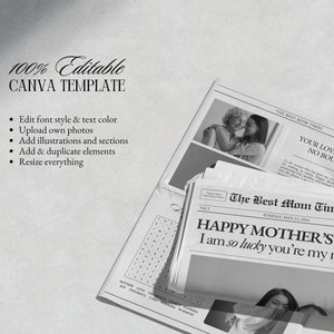 Newspaper Mothers Day Template, Printable Flower Bouquet Wrap Newspaper ...