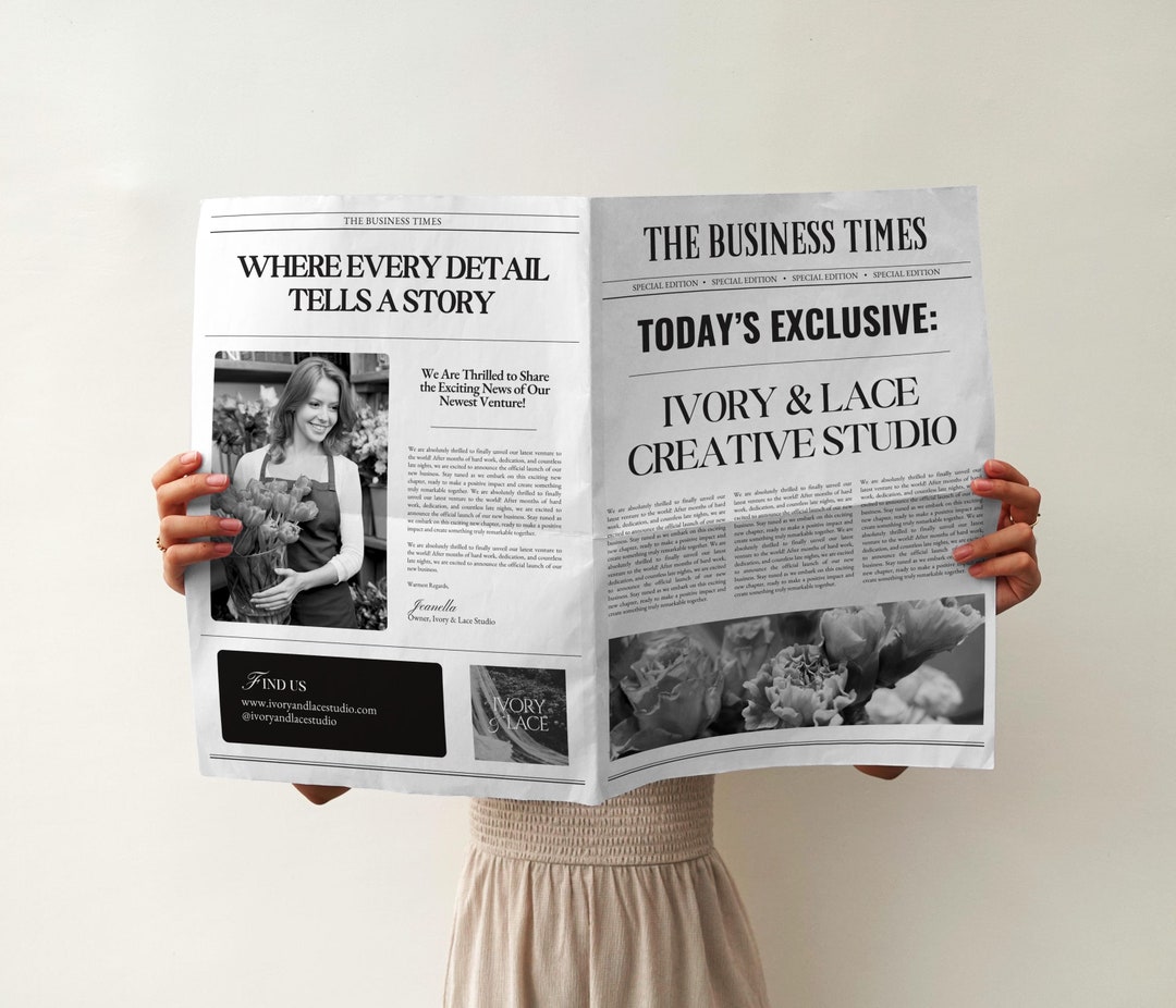 New Business Newspaper Template, Printable Large Newspaper for Business ...