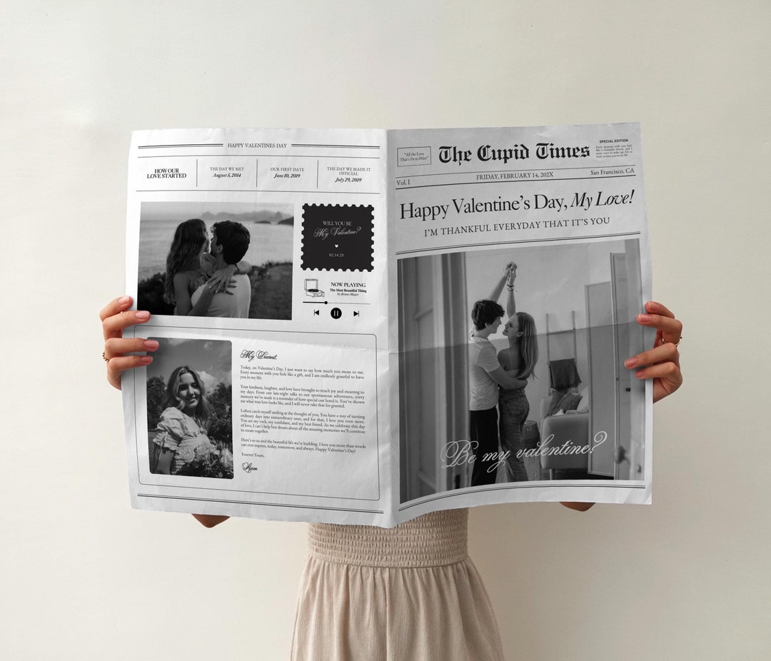 Valentines Day Newspaper Template, Printable Will You Be My Valentine ...