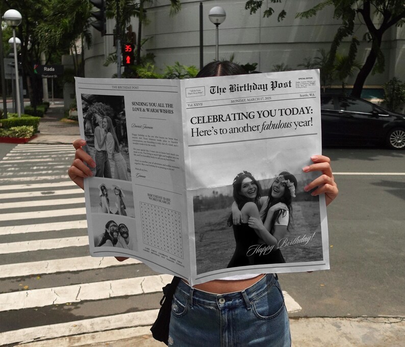 Birthday Gift Newspaper Flower Bouquet Wrap Template, Printable ...