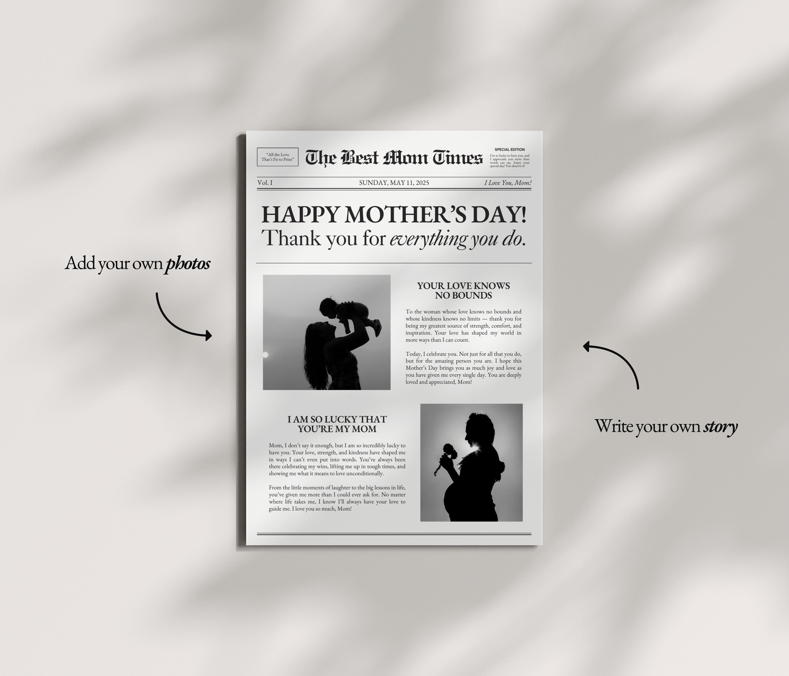 Mother's Day Newspaper Template for Florists, Printable Newspaper ...
