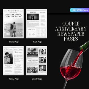 Couple Anniversary Newspaper Template, 1 Year Anniversary Gift for ...