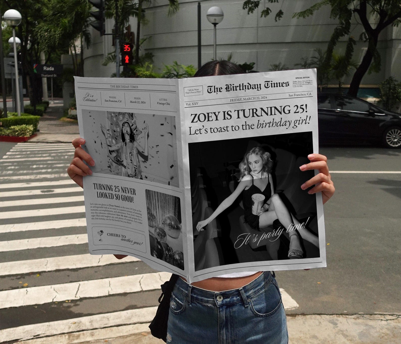 Large Birthday Newspaper Template, Customizable Newspaper Prop for Birthday Photoshoot ...