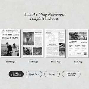 Save the Date Wedding Newspaper, Folded Wedding Newspaper Program ...