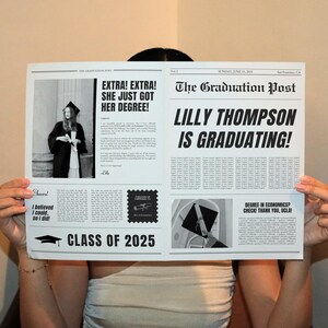 Newspaper Graduation Announcement Template, Custom Printable Newspaper ...