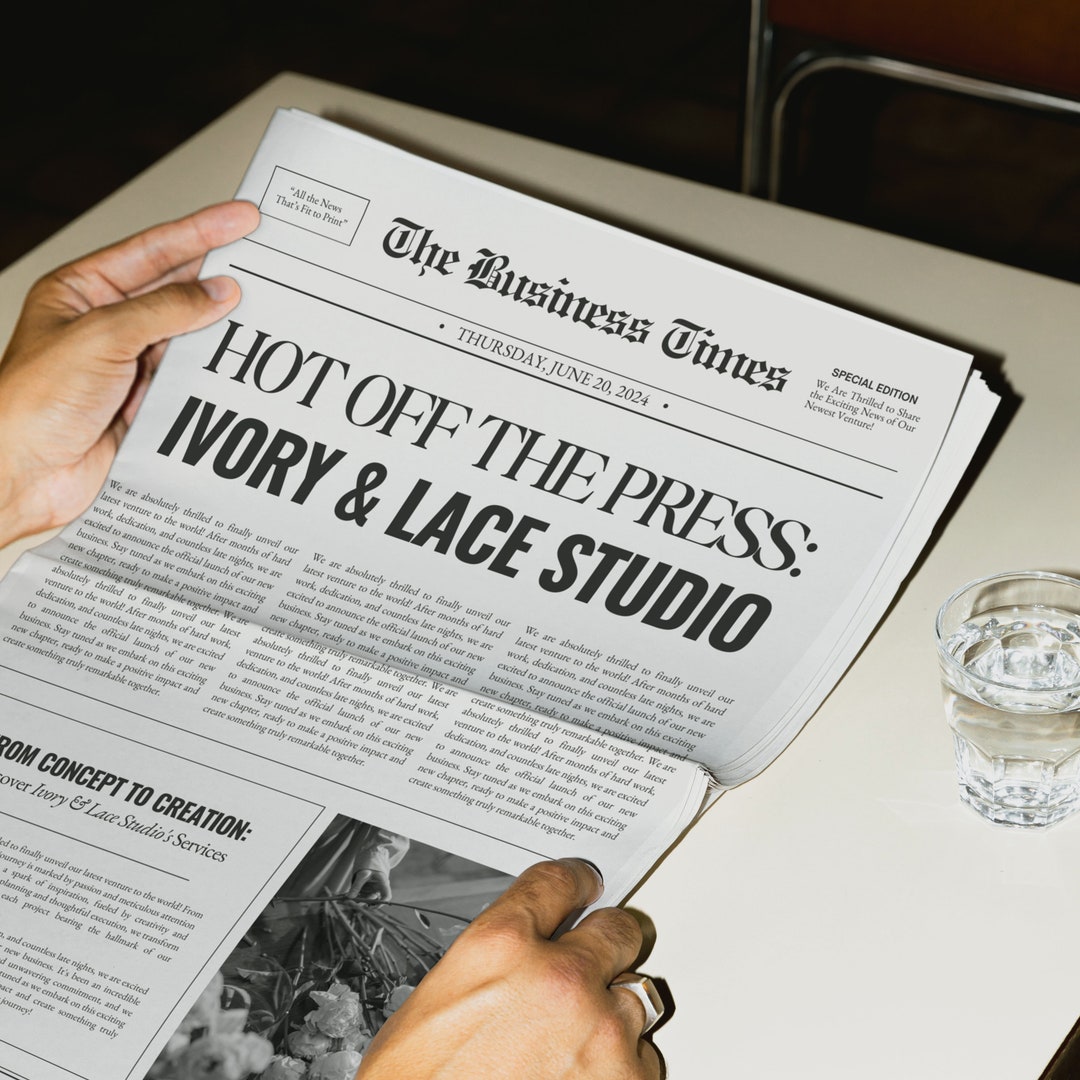 Large Business Newspaper Template, Printable Newspaper for New Business ...