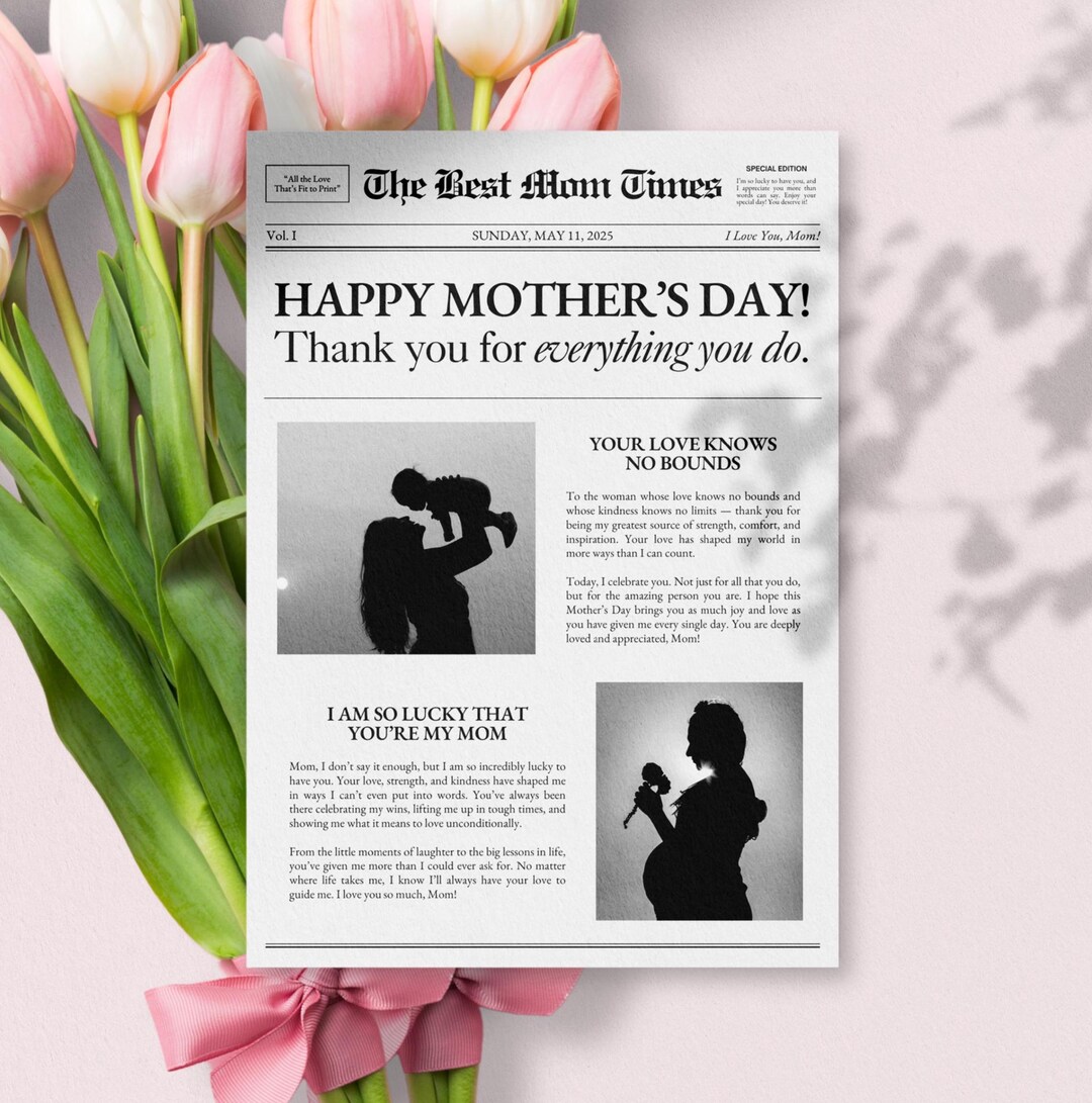 Mother's Day Newspaper Template for Florists, Printable Newspaper ...