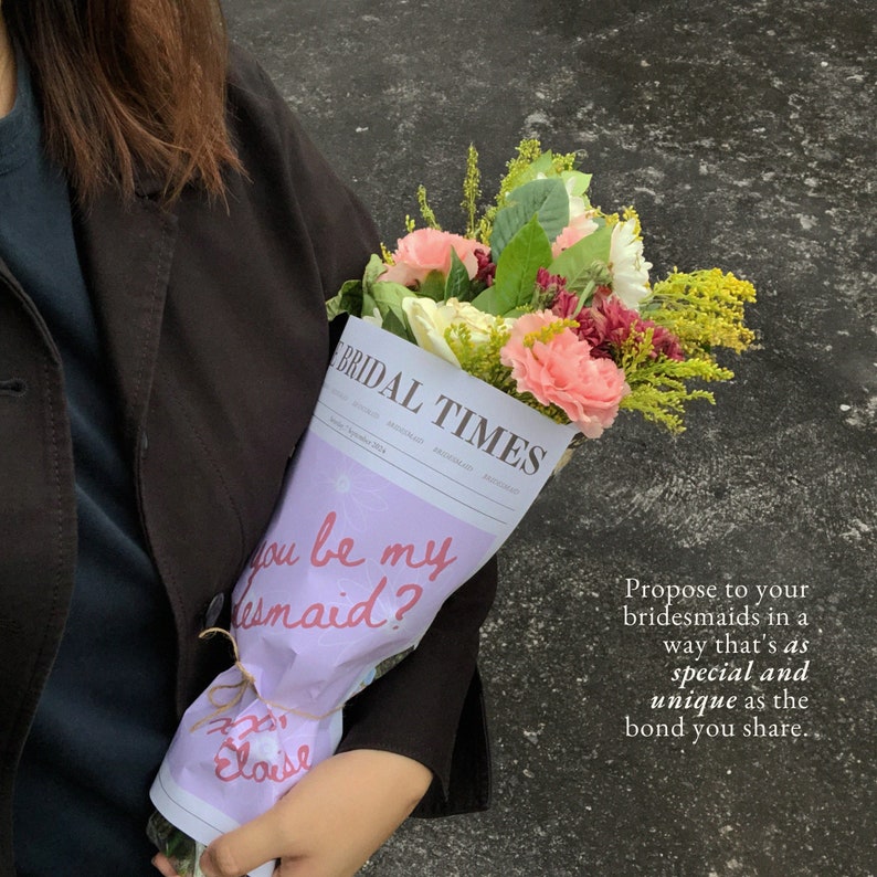 Newspaper Bridesmaid Proposal Bouquet Template, Unique Pastel Flower ...