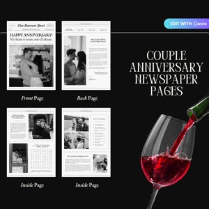 Couple Anniversary Newspaper Template, 1 Year Anniversary Gift for ...