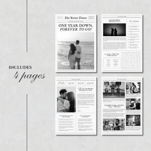 Couple Anniversary Newspaper Template, 1 Year Anniversary Gift for ...
