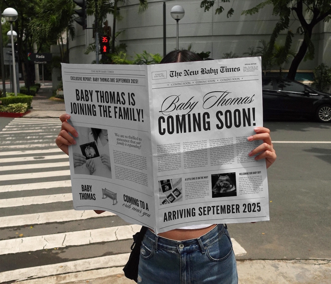 Baby Announcement Newspaper Template, Printable Large New Baby ...
