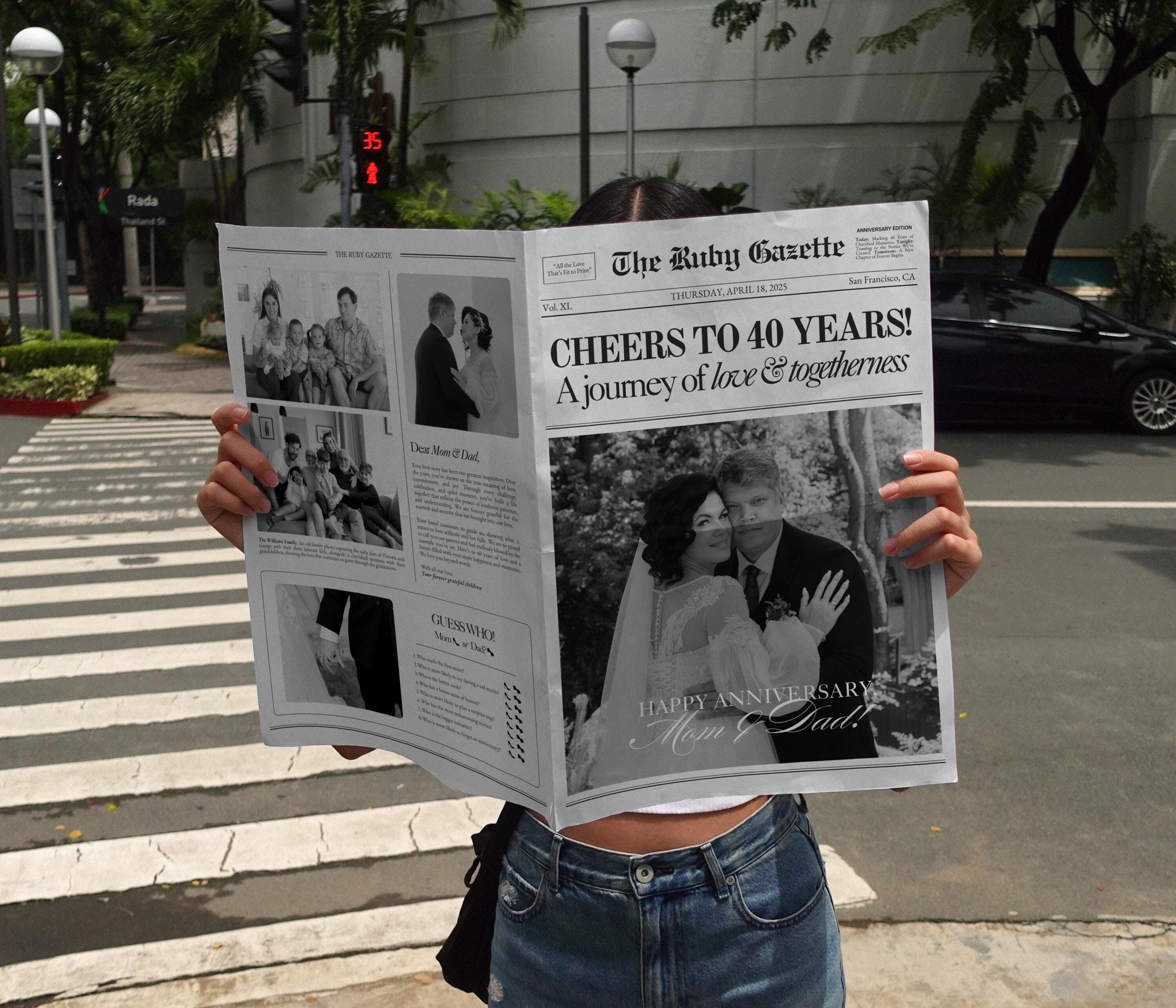 40th Anniversary Newspaper Template, Editable Newspaper 40th Wedding ...
