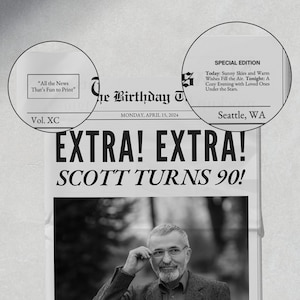 90th Birthday Newspaper Template, Printable Large Newspaper Gift for ...