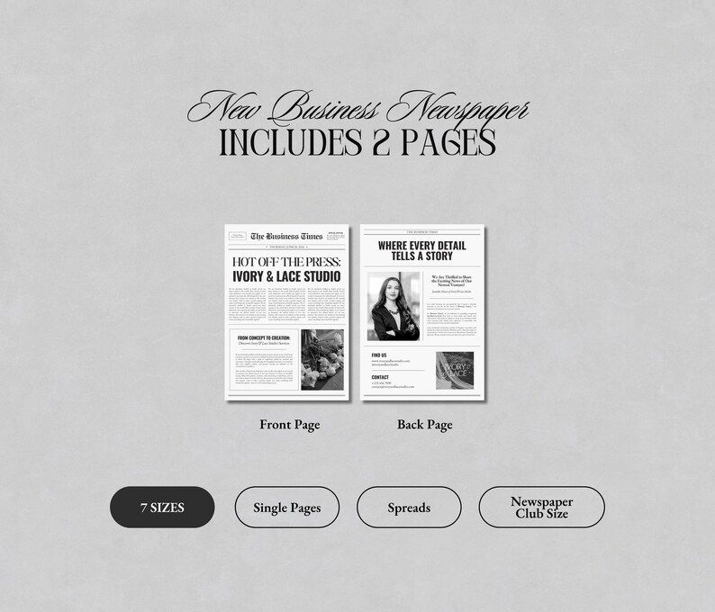 Large Business Newspaper Template, Printable Newspaper for New Business ...