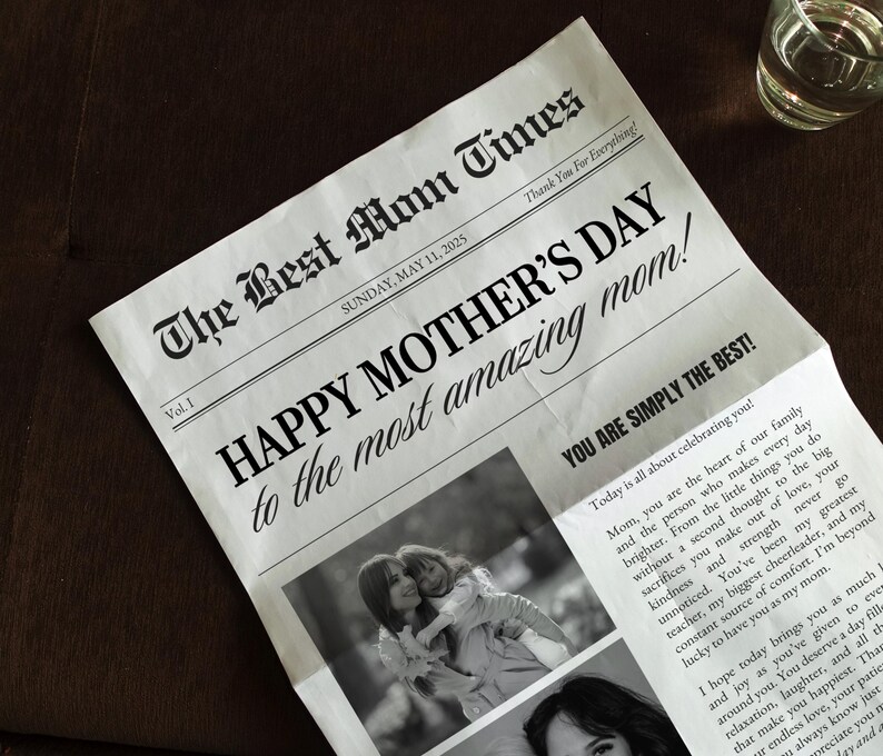 Mother's Day Newspaper Greeting Card Template, Printable Newspaper ...