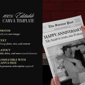 Couple Anniversary Newspaper Template, 1 Year Anniversary Gift for ...