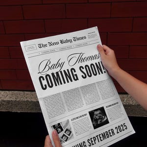 Baby Announcement Newspaper Template, Printable Large Pregnancy ...