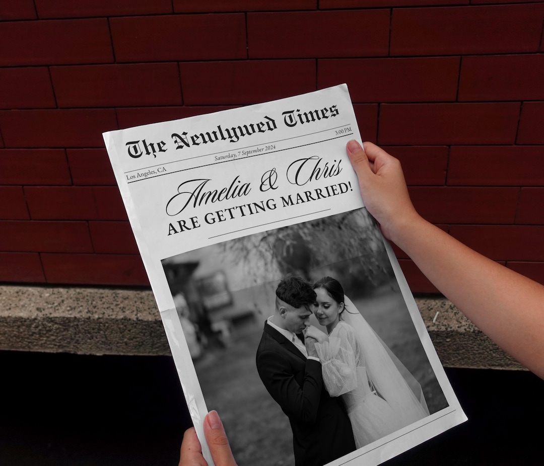 Wedding Day Newspaper Template, Printable Newspaper Wedding Ceremony ...
