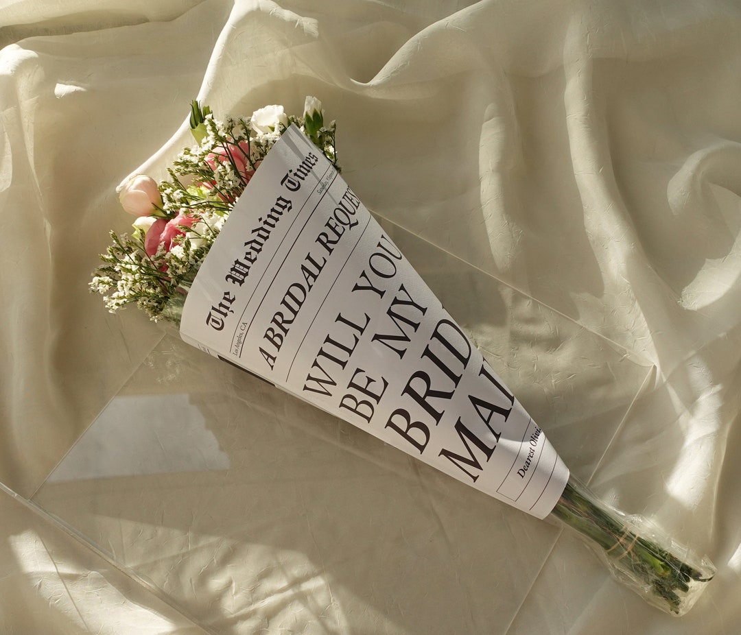 Flower Wrap Bridesmaid Proposal Newspaper, Printable Bridesmaid ...