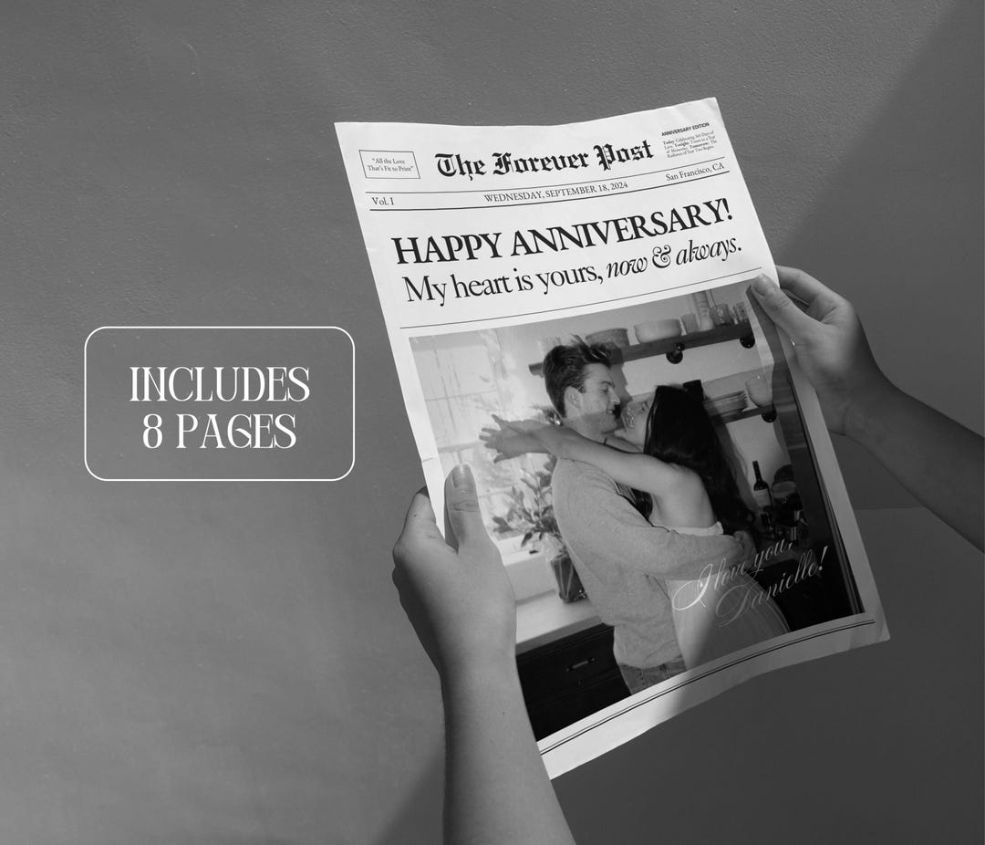 Couple Anniversary Newspaper Template, 8 Page Anniversary Newspaper, 1 ...