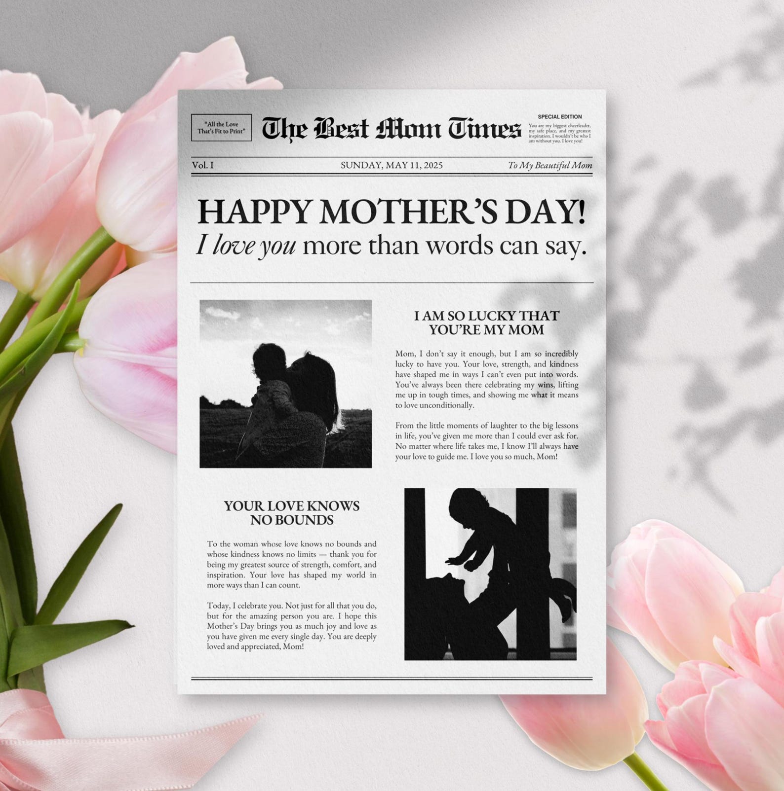 Mother's Day Newspaper Template for Florists, Printable Newspaper ...