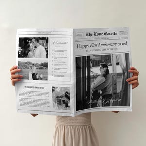 Couple Anniversary Newspaper Template, 1 Year Anniversary Gift for ...