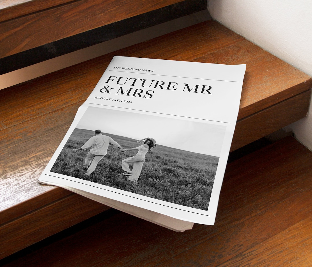 Wedding Engagement Newspaper Template, Large Printable Newspaper ...
