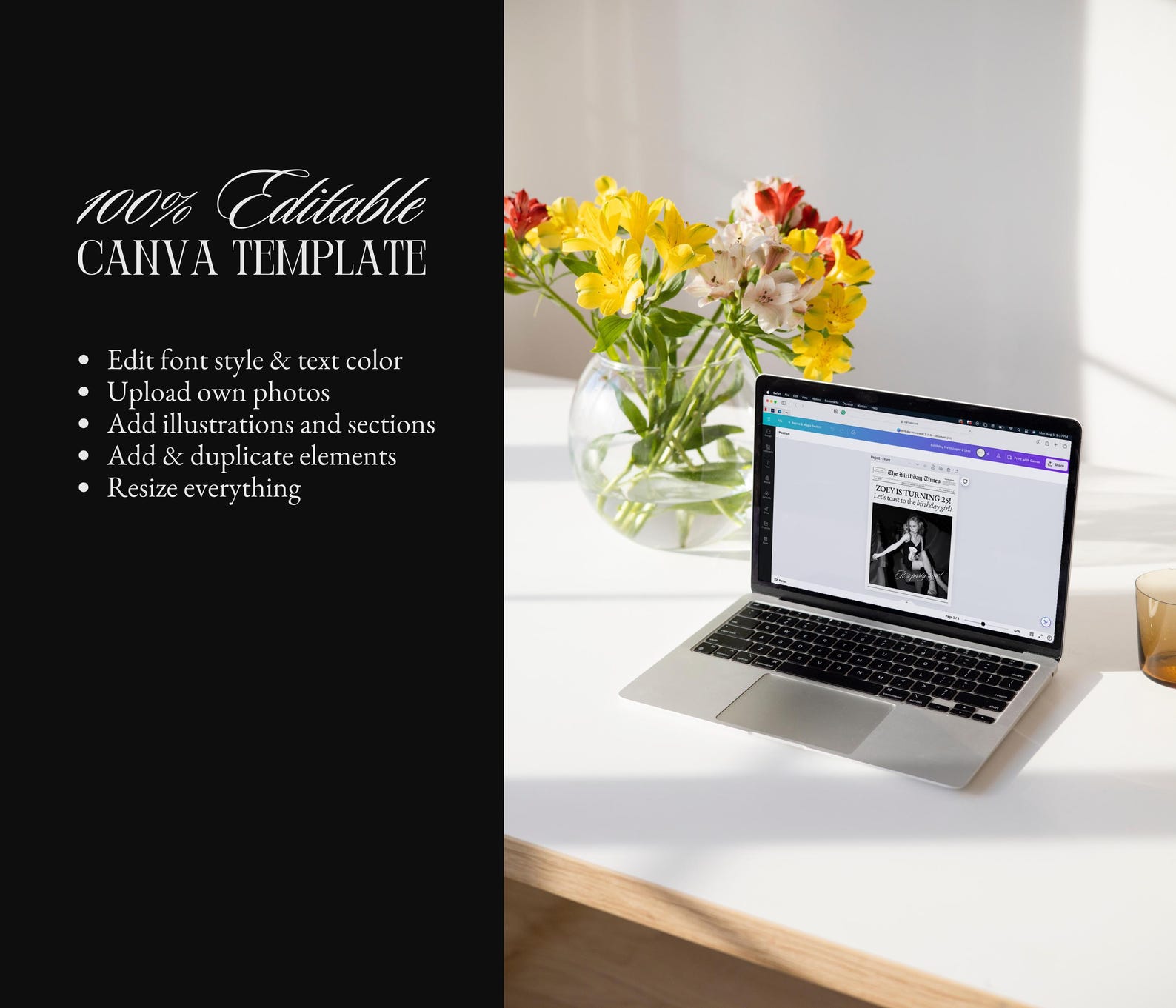 Large Birthday Newspaper Template, Customizable Newspaper Prop for ...