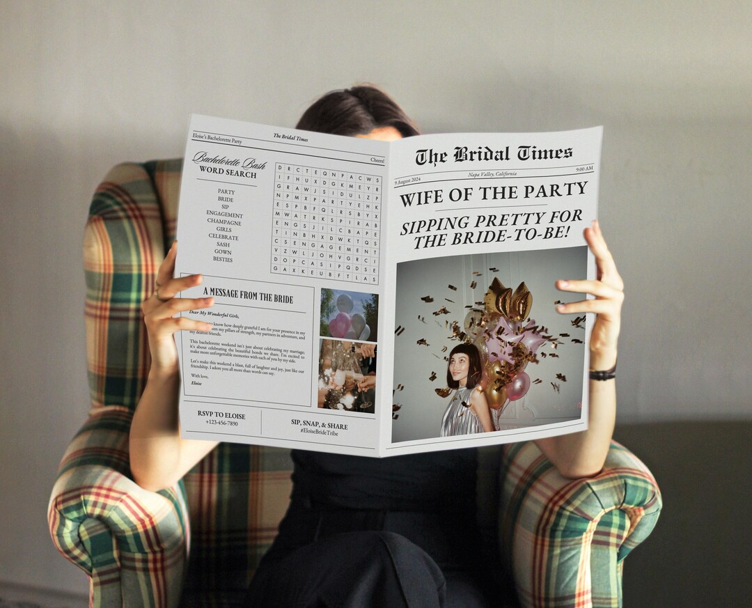 Newspaper Bachelorette Party Itinerary Template, Printable Bachelorette ...