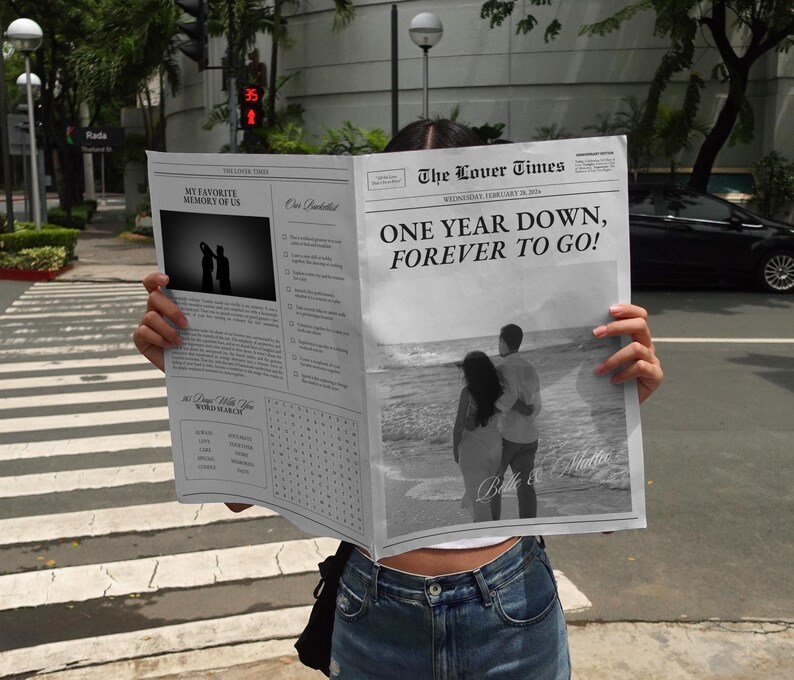 Couple Anniversary Newspaper Template, 1 Year Anniversary Gift for ...