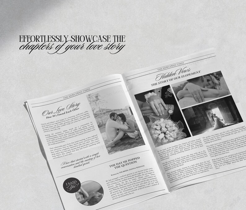 Wedding Elopement Announcement Newspaper Template, Printable We Eloped ...