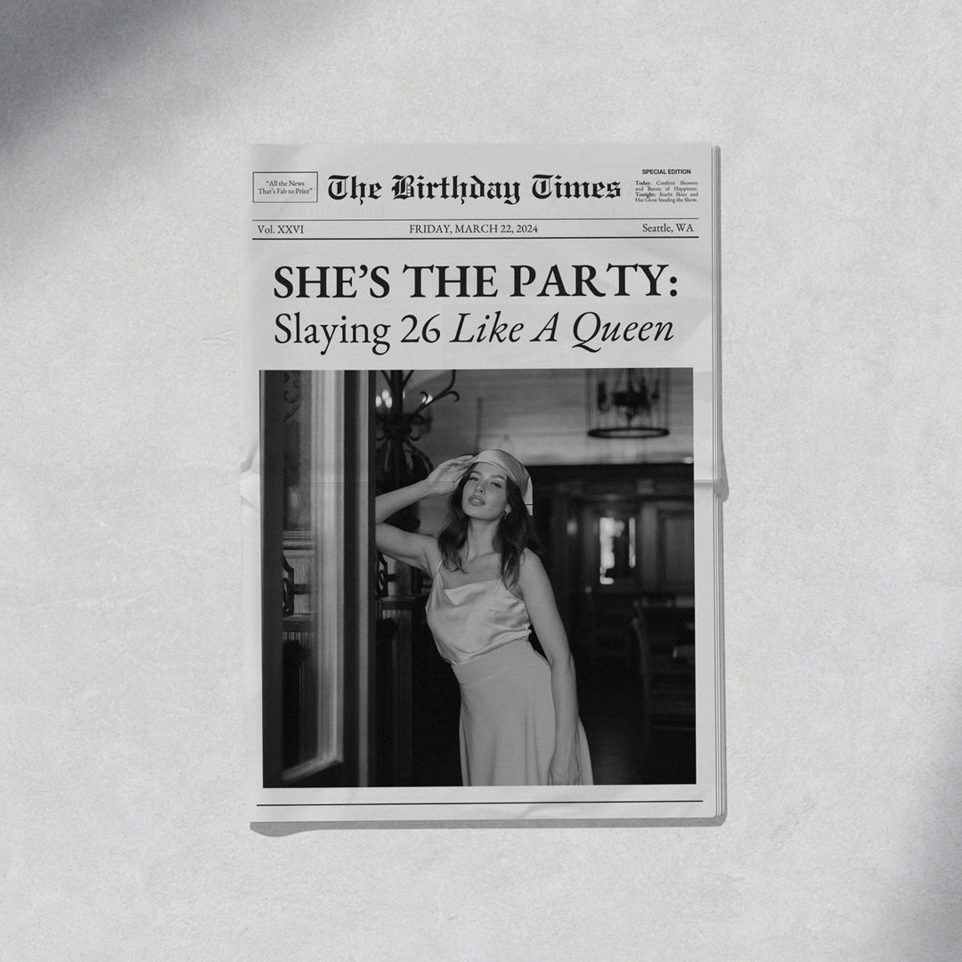 Large Birthday Newspaper Template, Customizable Newspaper Prop for ...