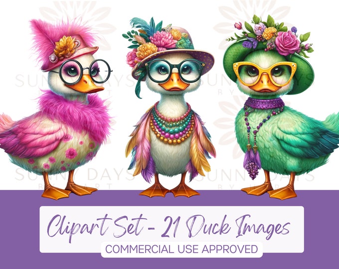 Ducks Clip Art, Cute Ducks Clipart, B'day Wall Art Decor, Printable ...